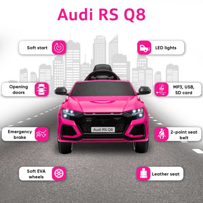 Electric Ride on Car Audi RSQ8, Pink, USB/SD input, Leather seat, 2x ...
